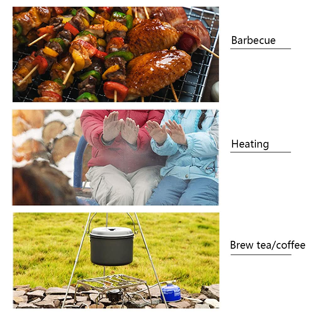 AIROKA Lightweight Square 2800W Gas Furnace Portable Camping Stove with Piezo Ignition Folding Windproof Backpacking Stove Strong Firepower Burner for Outdoor Hiking Cooking