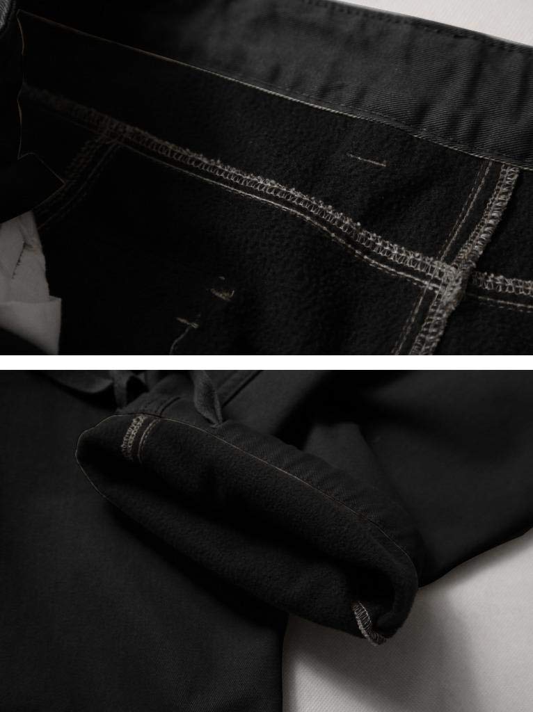 AKARMY Men's Fleece Lined Hiking Pants Outdoor Cargo Pants Casual Work Ski Pants with 8 Pockets Black 34