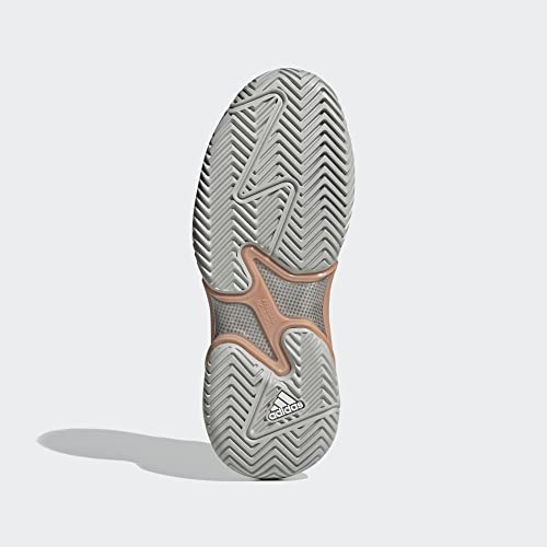adidas Women's Barricade 12 Tennis Shoe, White/Silver Metallic/Ambient Blush, 7.5