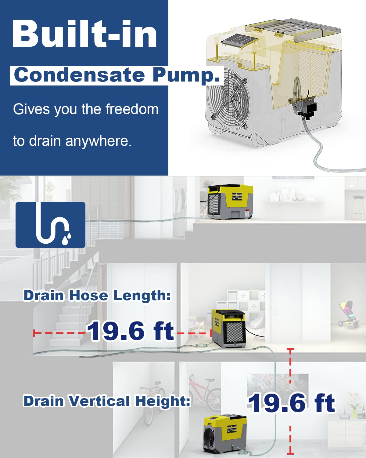 AlorAir 180 PPD Commercial Dehumidifier Smart WiFi Control, 28 Gallons Industrial Dehumidifiers for Home, Basements, Garages, and Crawl Space, Water Damage Restoration, Storm SLGR 850X