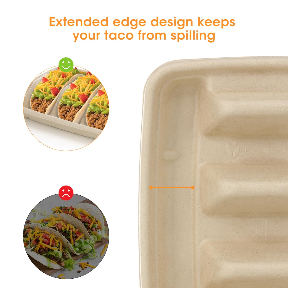 Aieve Disposable Taco Holders with 3 Dividers, 15 Pack Taco Stands, Trendy Taco Plates Taco Bar Serving Dishes