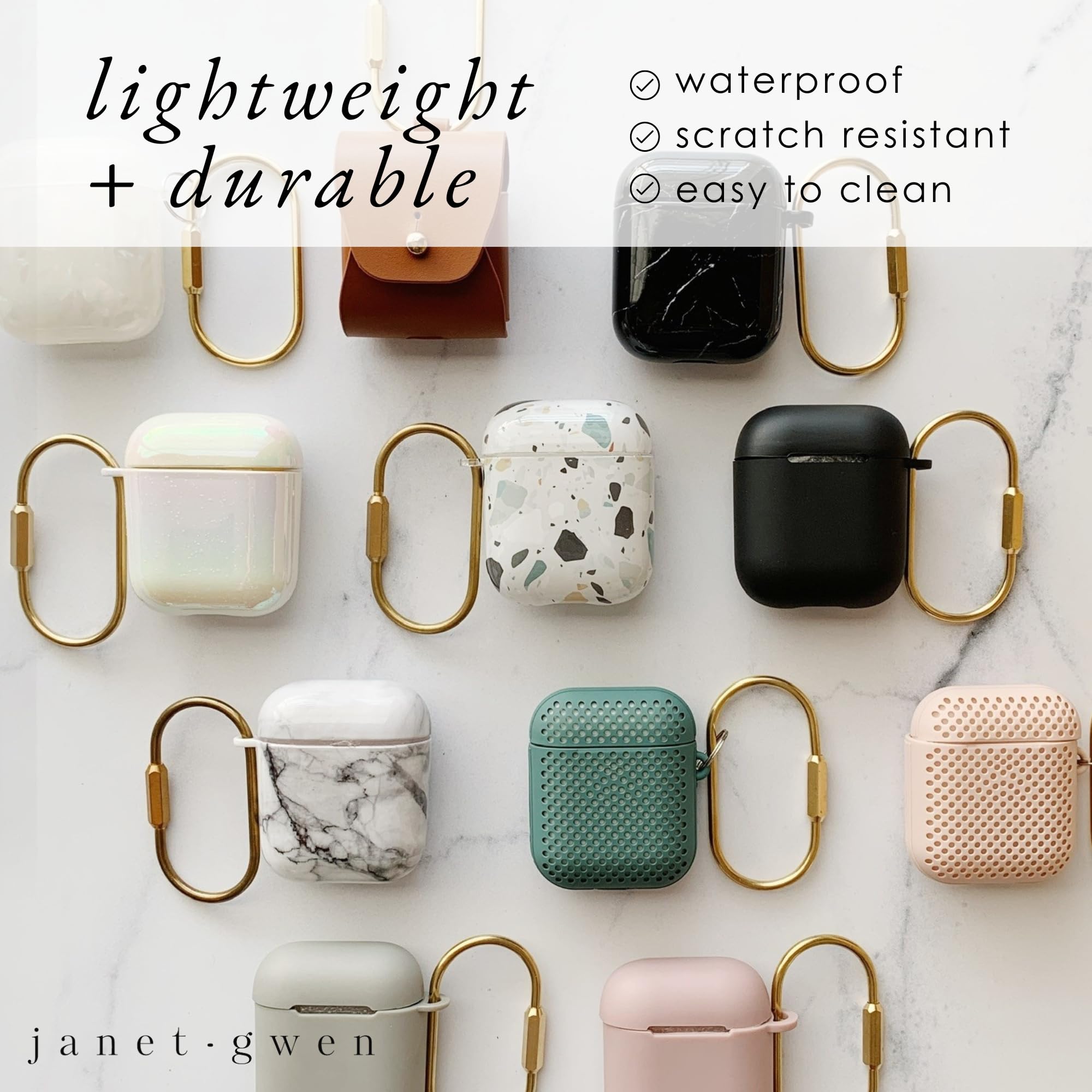 Airpod Case by Janet Gwen | Slim Protective Hard Shell Airpod Case Cover | Silicone Airpod Case Keychain | Lightweight Case for Airpods, (For Airpods Pro, Sage)