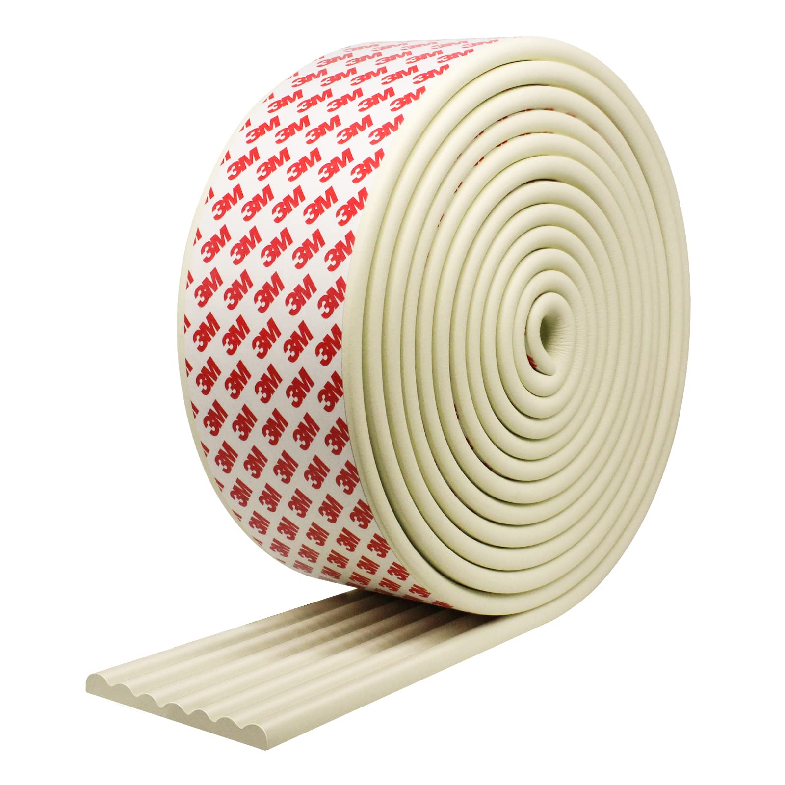 Baby Proofing 16.4ft Edge Corner Protector with 3M Strong Adhesive Double Sided Tape, Extra-Wide Soft Safety Guards Proof Foam Padding Furniture Bumper or Table, Fireplace, Sharp Edge, Cream