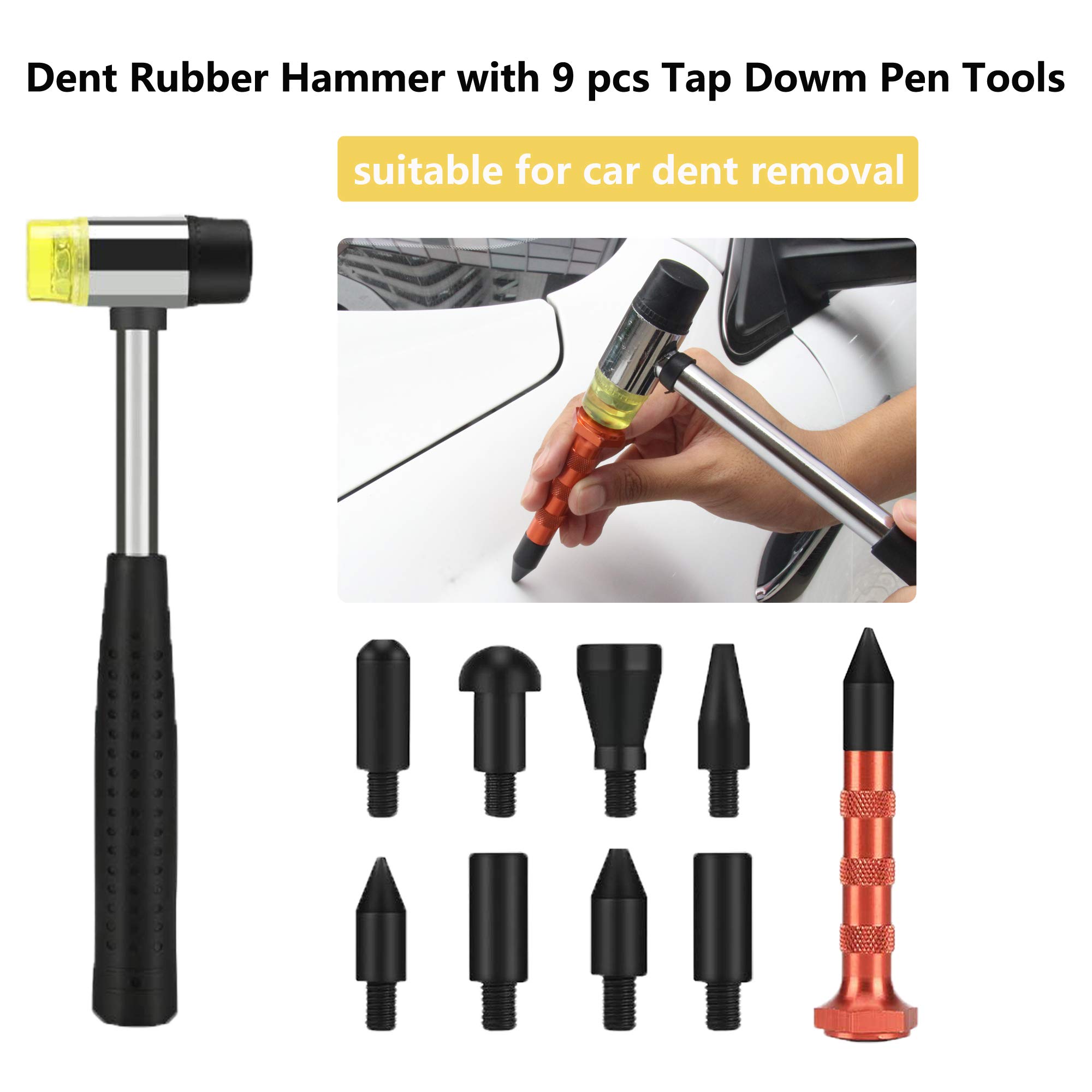 Anyyion Paintless Dent Repair Kits - 69pcs Car Body Paintless Dent Repair Tools -Auto Dent Puller Kit Automotive Door Ding Dent Silde Hammer Glue Puller Repair (Starter Set Kits)