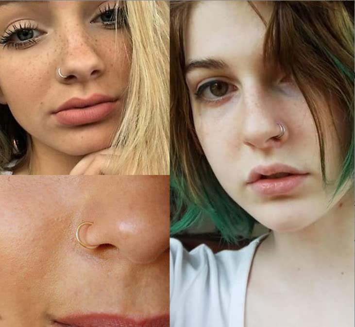 Anicina Nose Rings 20G Nose Studs Nose Rings Hoop Bone Pin Nose Rings Screw Nostril Piercing for Womens Mens CZ Nose Ring Stud