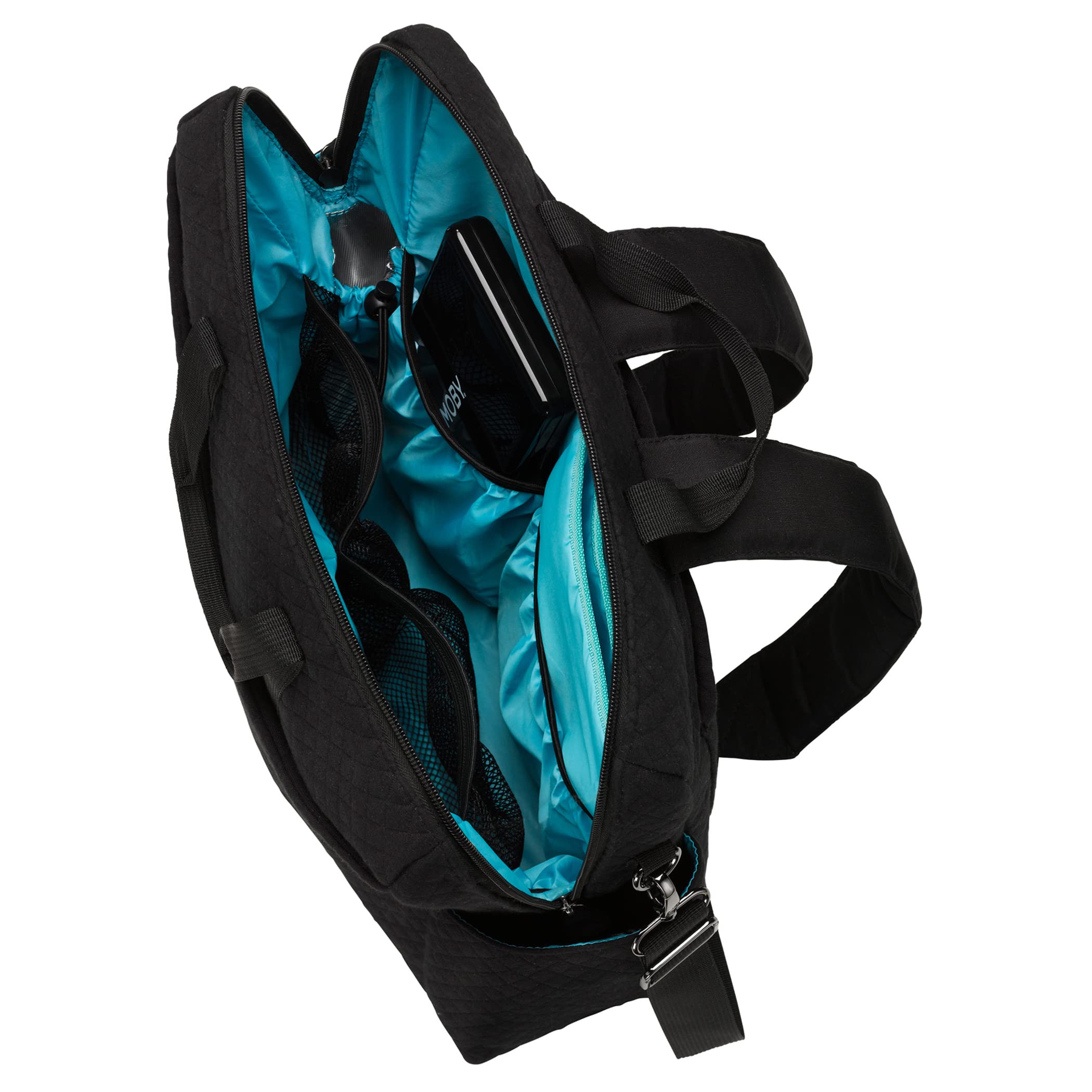 Moby Destination Diaper Bag | Perfect Bag for On-the-Go Parents | Stylish & Sleek Diaper Bag for Mom & Dad | Multi Function Backpack or Messenger Bag - Black