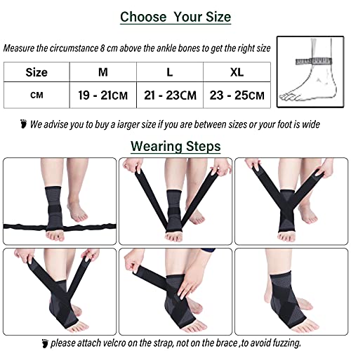 Ankle Braces, Adjustable Compression Ankle Support Men & Women for Injury Recovery, Achilles support and Strong Ankle Brace Sports Protection, Stabilize Ligaments-Eases Swelling and Sprained Ankle