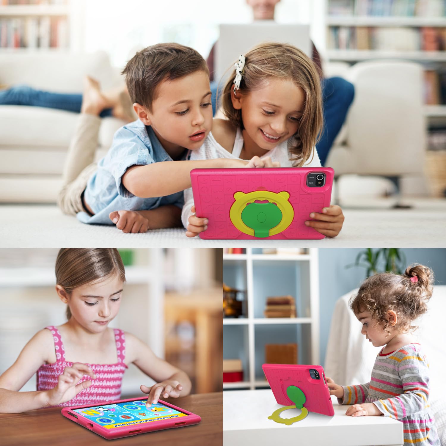 Anyway.go Kids Tablet 10 inch Tablet for Kids Android 13 Tablet 2+64GB Kid Tablet, Parent Controls, Kidoz Pre-Installed, 5000mAh Battery with WiFi Children Learning Tablet with Case (Pink)