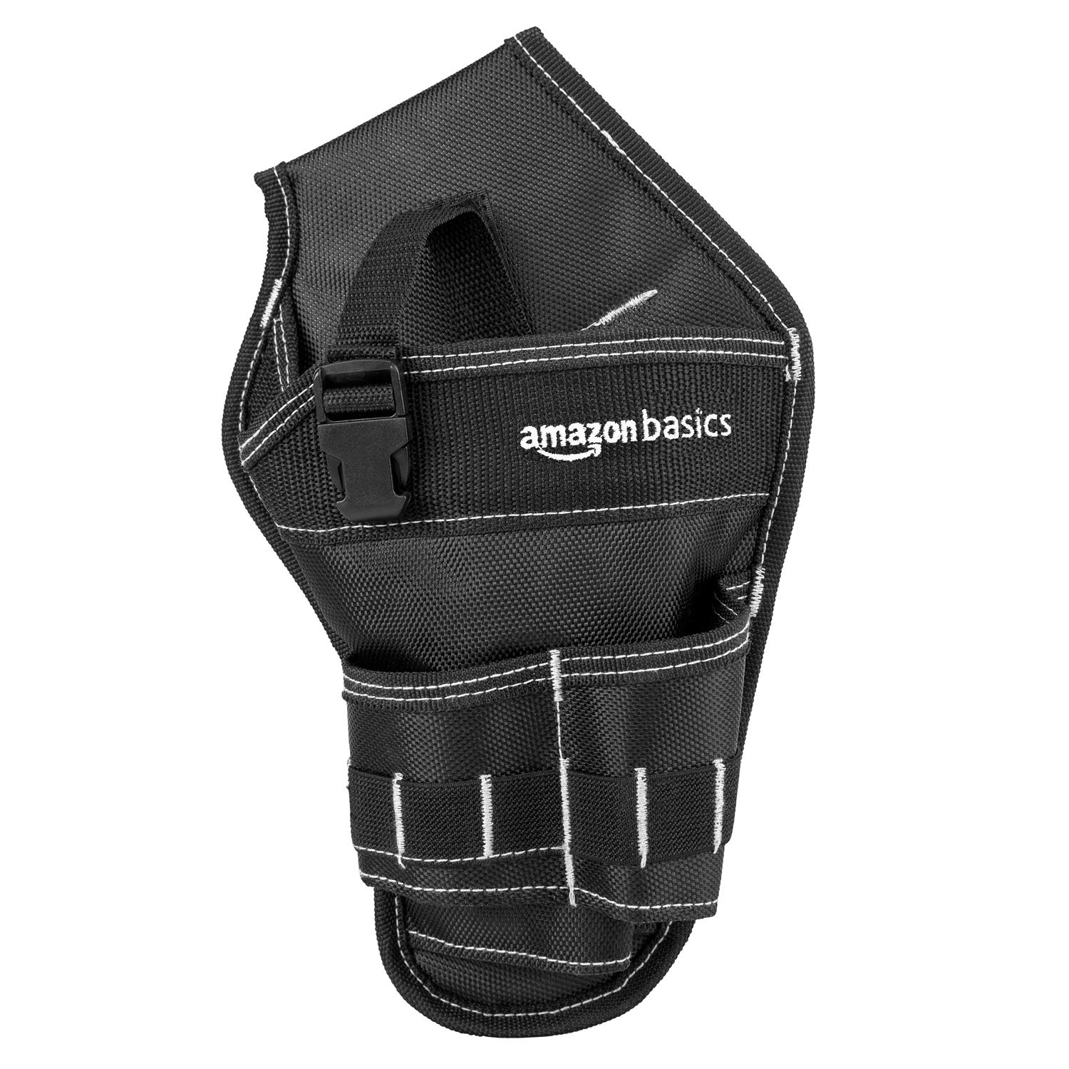 Amazon Basics 2 Pockets Drill Holster with 17 Loops, Black, 12.2 x 7.3 x 2.76 in