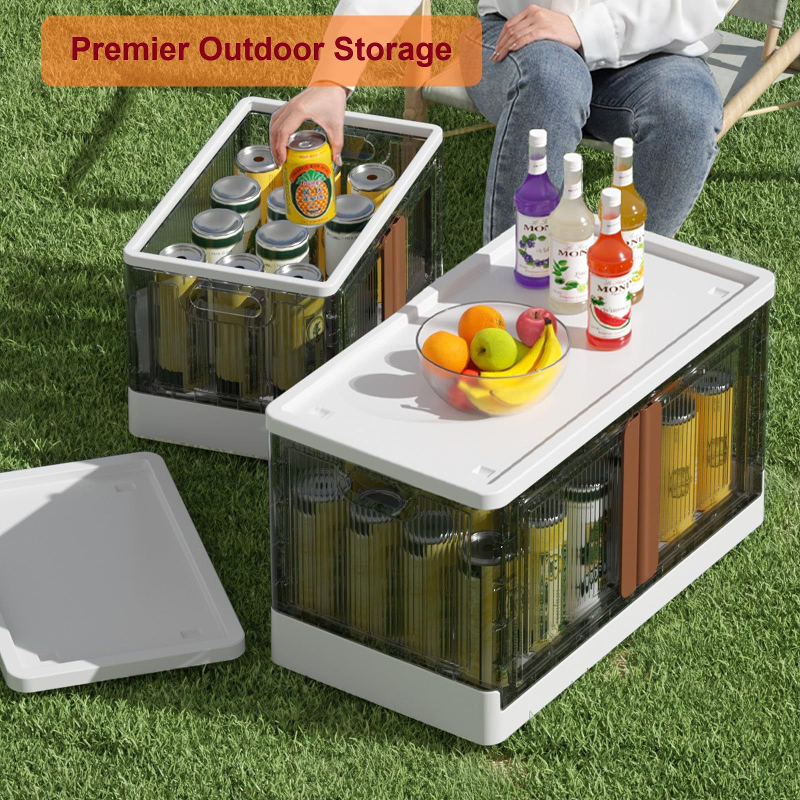 GAOPHDER Plastic Storage Bins with Lids 3-Tier Collapsible Clear Storage Bins with Wheels Stackable Closet Organizers Foldable Box Storage Containers for Home Office Trunk Outdoor (41QT, 3 Packs)