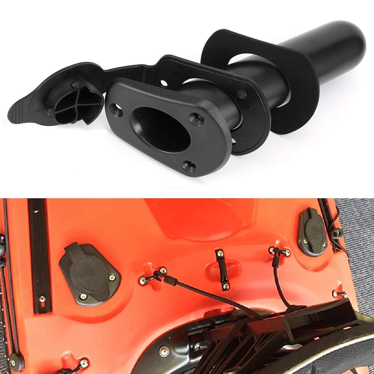 Anndason 2 Pcs Kayak Deck Plastic Flush Mount Fishing Boat Rod Holders and Cap Cover, Fishing Tackle Accessory Tool