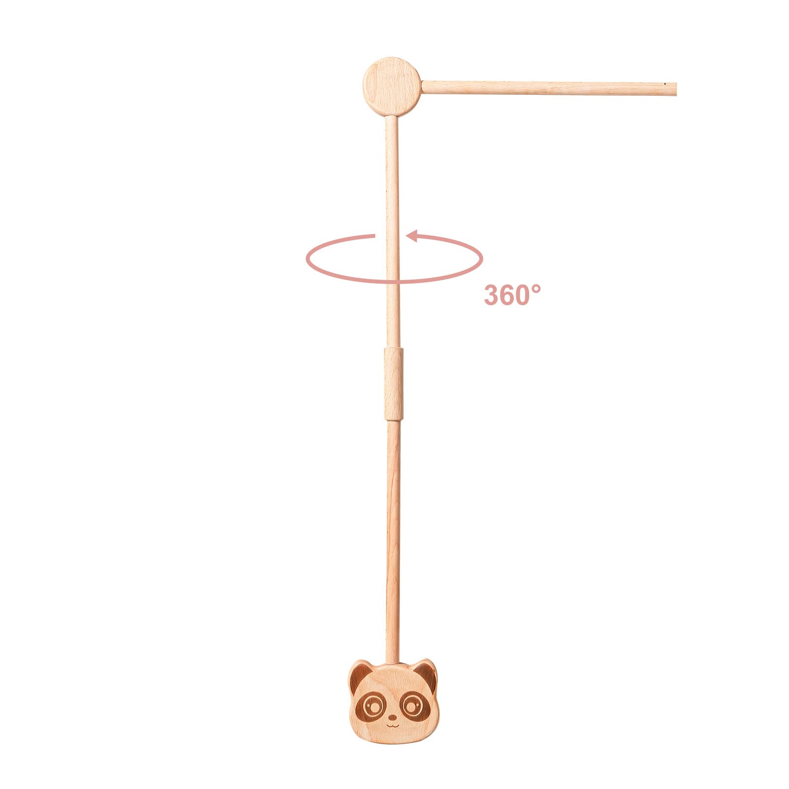 BABY REMEMBER Wooden Baby Crib Mobile Arm Panda-Shape Baby Mobile Holder 100% Beech Crib Mobile Hanger for Crib (Panda)