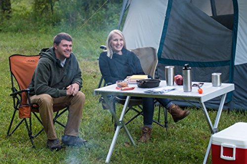 ALPS Mountaineering Folding Camping Table with Smooth Easy-to-Clean Roll Top and Sturdy and Lightweight Aluminum X Frame, Shoulder Carry Bag, Regular, Silver