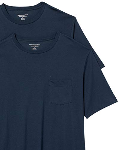 Amazon Essentials Men's Regular-Fit Short-Sleeve Crewneck Pocket T-Shirt, Pack of 2, Dark Navy, XX-Large