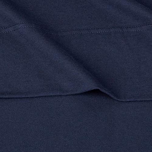 Amazon Basics Cotton Jersey 3-Piece Bed Sheet Set, Twin XL, Navy Blue