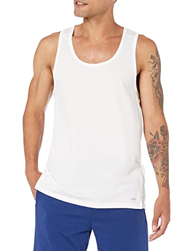 Amazon Essentials Men's Performance Cotton Tank Top Shirt, White, X-Small