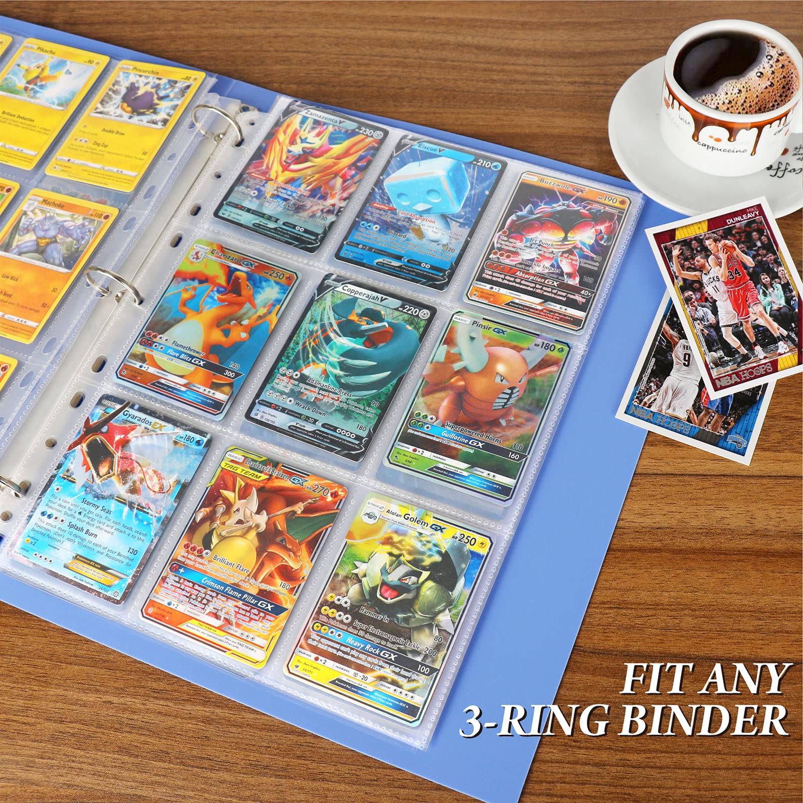 Double-Sided 540 Pockets Baseball Card Sleeves - Trading Card Sleeves Pages Fit 3 Ring Binder, 9 Pocket Page Protector for Standard Size Cards, Sport Cards, Game Cards, Business Cards(30 Pack)