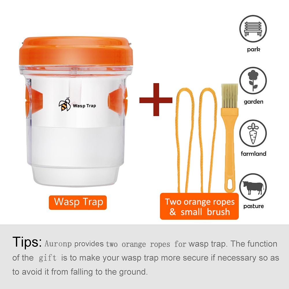 Auronp Wasp Trap Outdoor Hanging,2 Pack Wasp Trap,Yellow Jacket Trap,Carpenter Bee Traps for Outside, Reusable Hornet Trap,Bee Trap for Outdoors