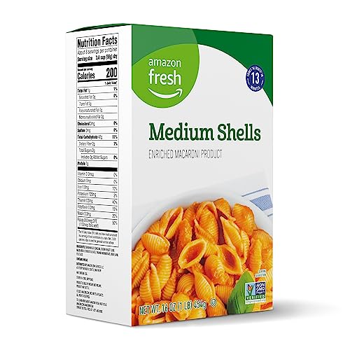 Amazon Fresh, Medium Shells Pasta, 16 Oz