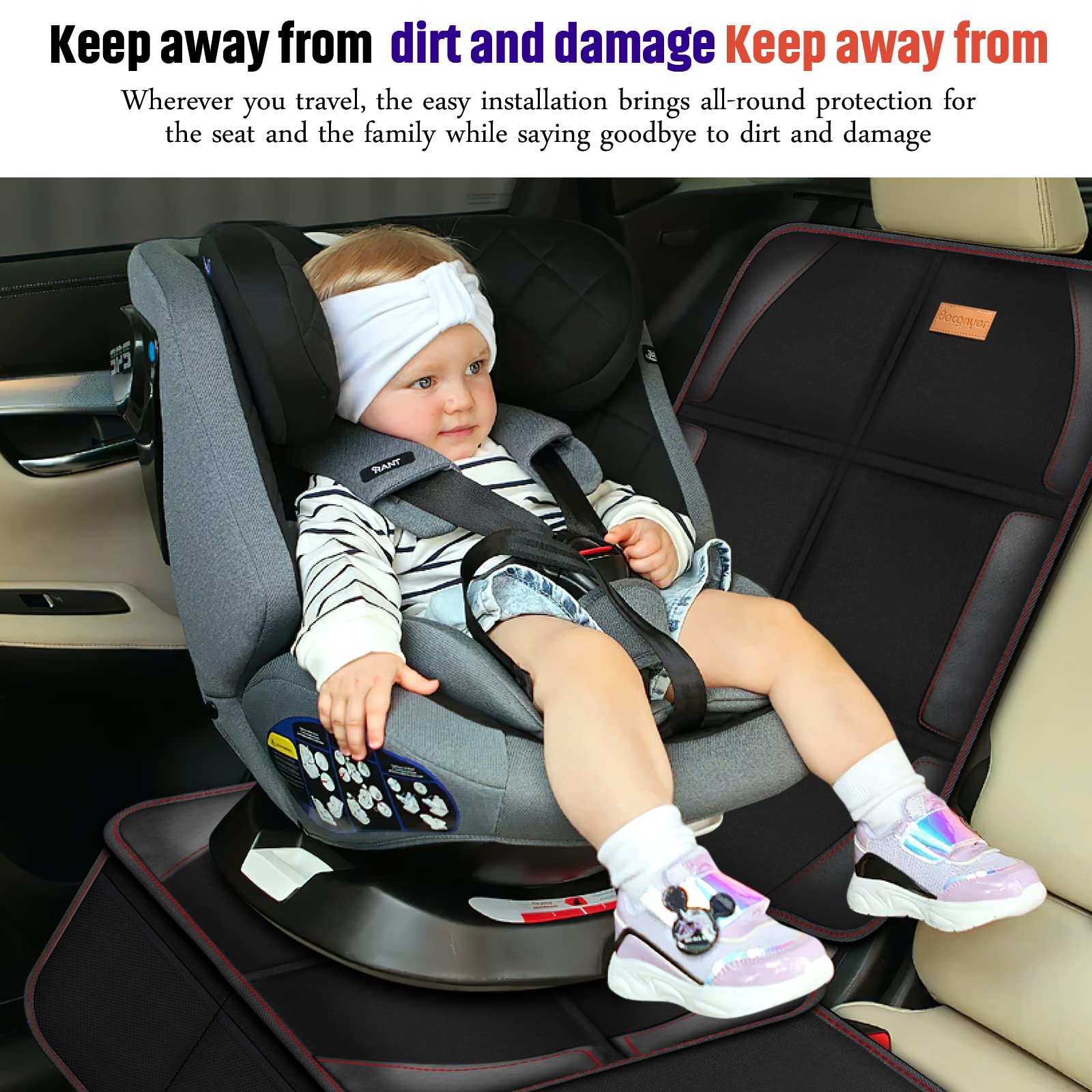 Car Seat Protector, 1 Pack, Thickest Padded 600D Fabric Padding, Waterproof, Durable, Anti Slip Backing, Child Seat Protection, Suitable for Babies, Toddlers, Children(Black 1)