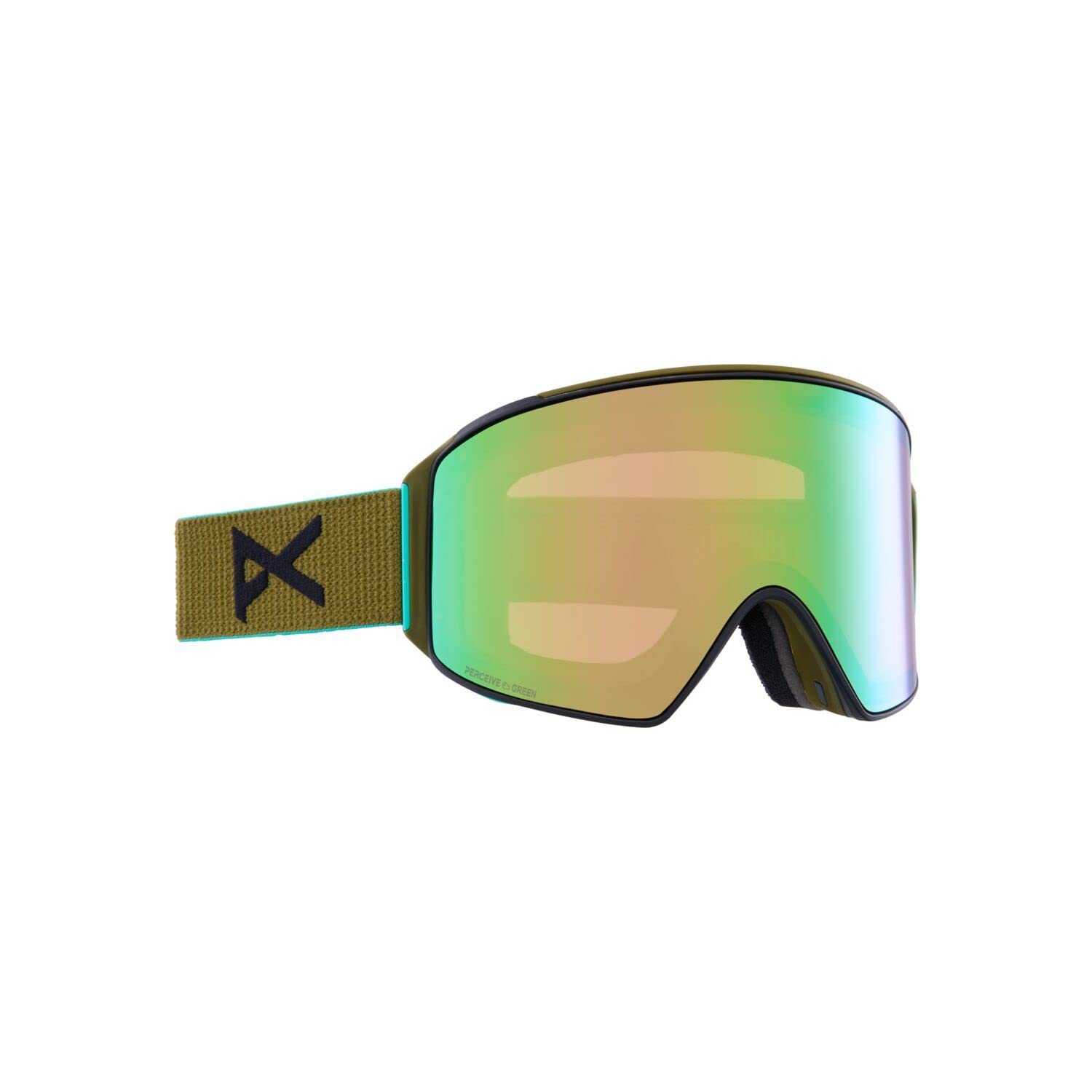 Anon M4 Cylindrical Goggles + Bonus Lens + MFI® Face Mask, Frame: Green, Lens: Perceive Variable Green (22% / S2), Spare Lens: Perceive Cloudy Pink (53% / S1)