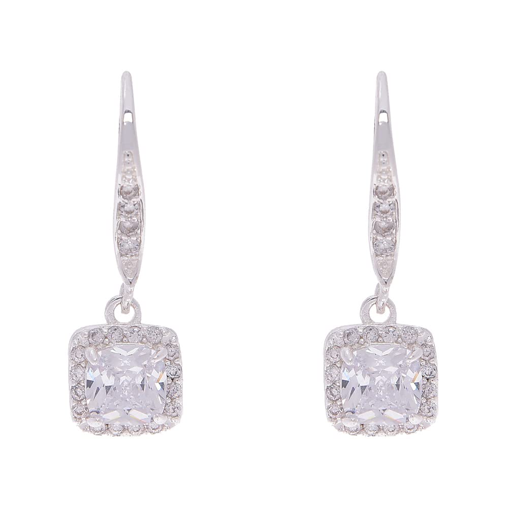 Anne Klein Flawless Silver-Tone & Cubic Zirconia Leverback Drop Earrings