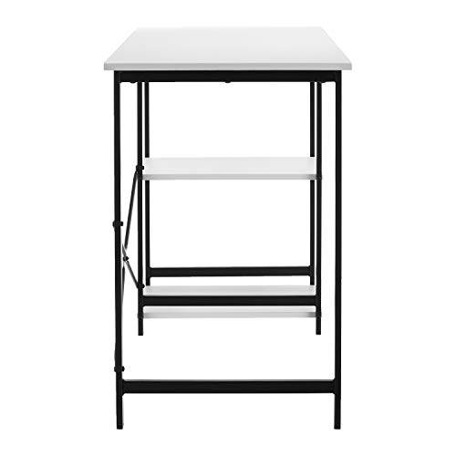 Amazon Basics Classic Home Office Computer Desk with Shelves, 29.5 x 19.6 x 35.5 Inches, White
