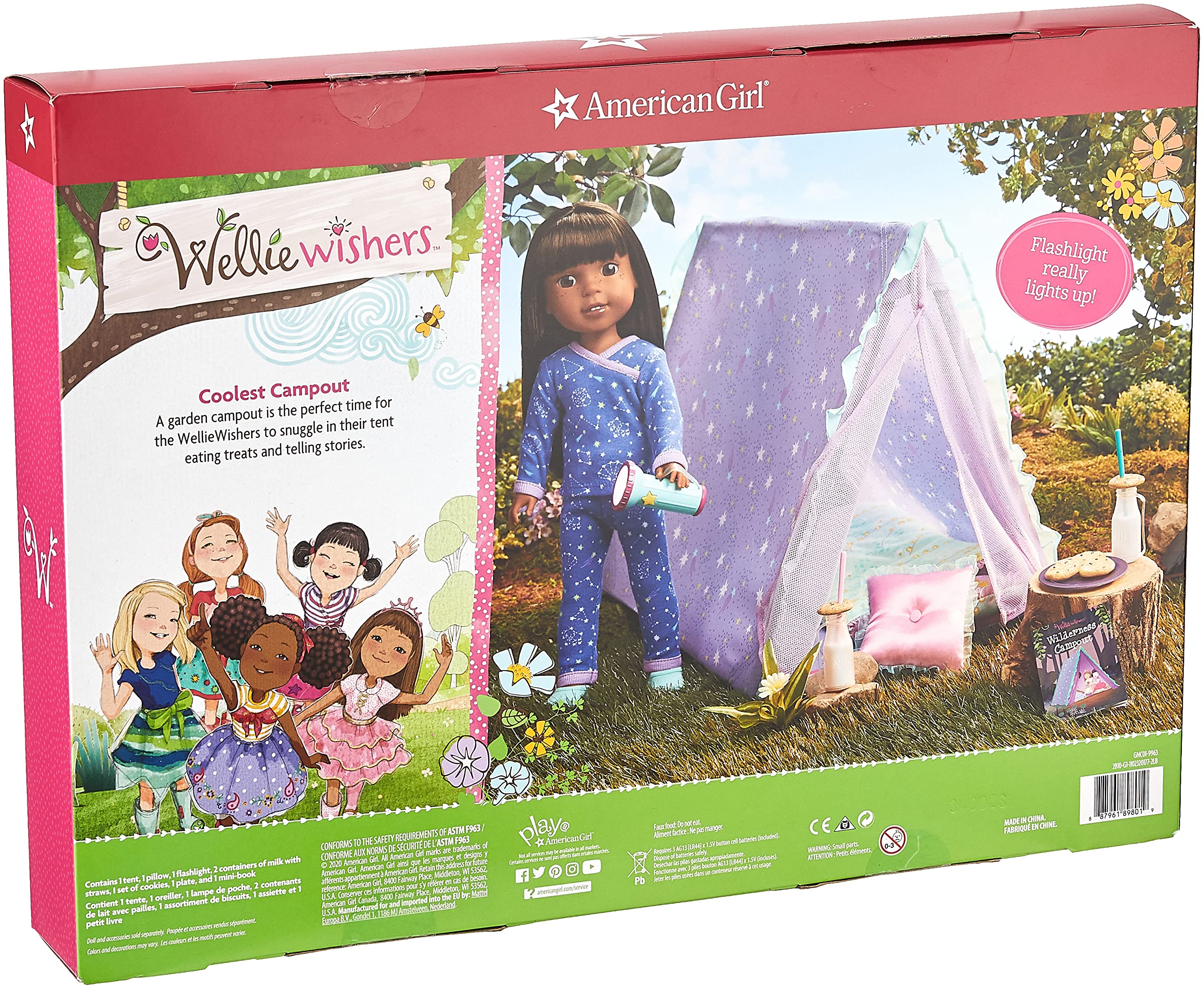 American Girl WellieWishers 14.5-inch Doll Garden Tent Playset with Pillow and Working Flashlight, For Ages 4+