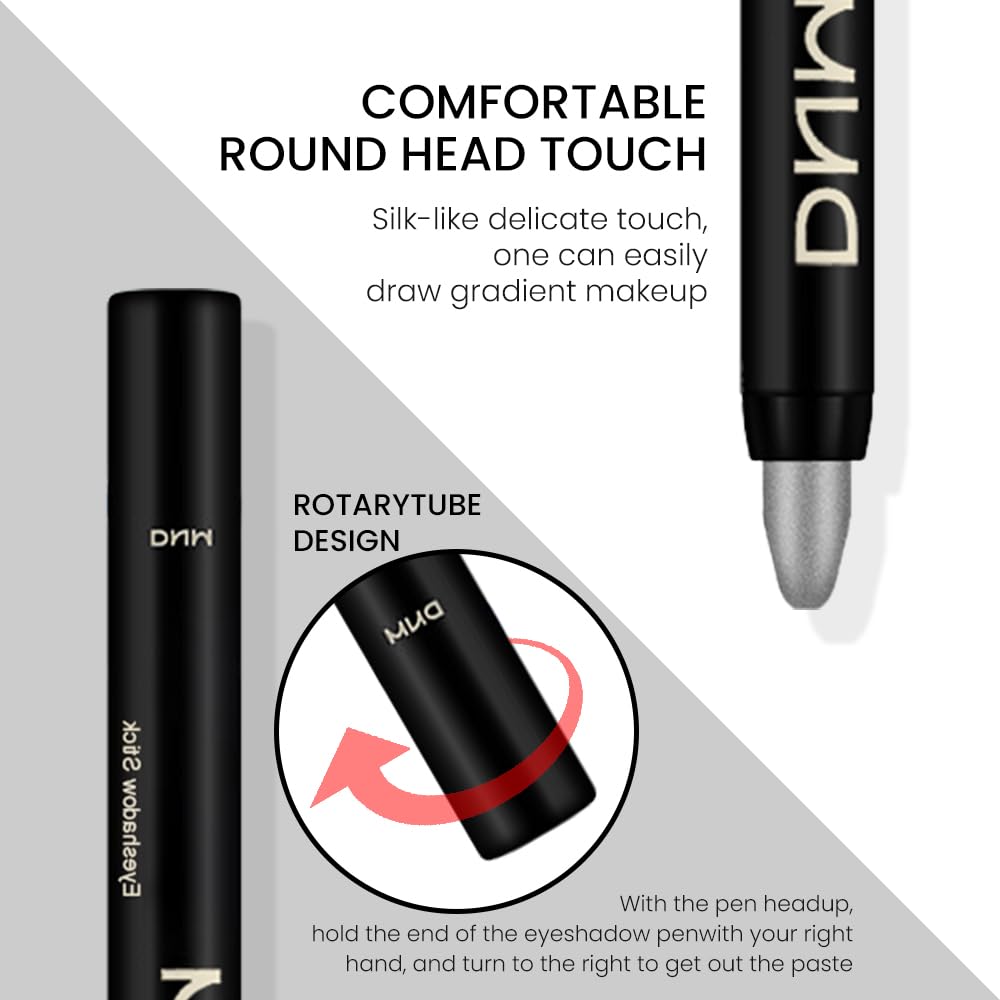 AMY'S DIARY Eyeshadow Pencil Cream Stick 4Pcs Set, Eye Eyeshadow Waterproof Pearl White Black Grey Silver Shimmer Metallic Eyeshadow Crayon Stick Sombras En Crema Para Ojos (Set01)