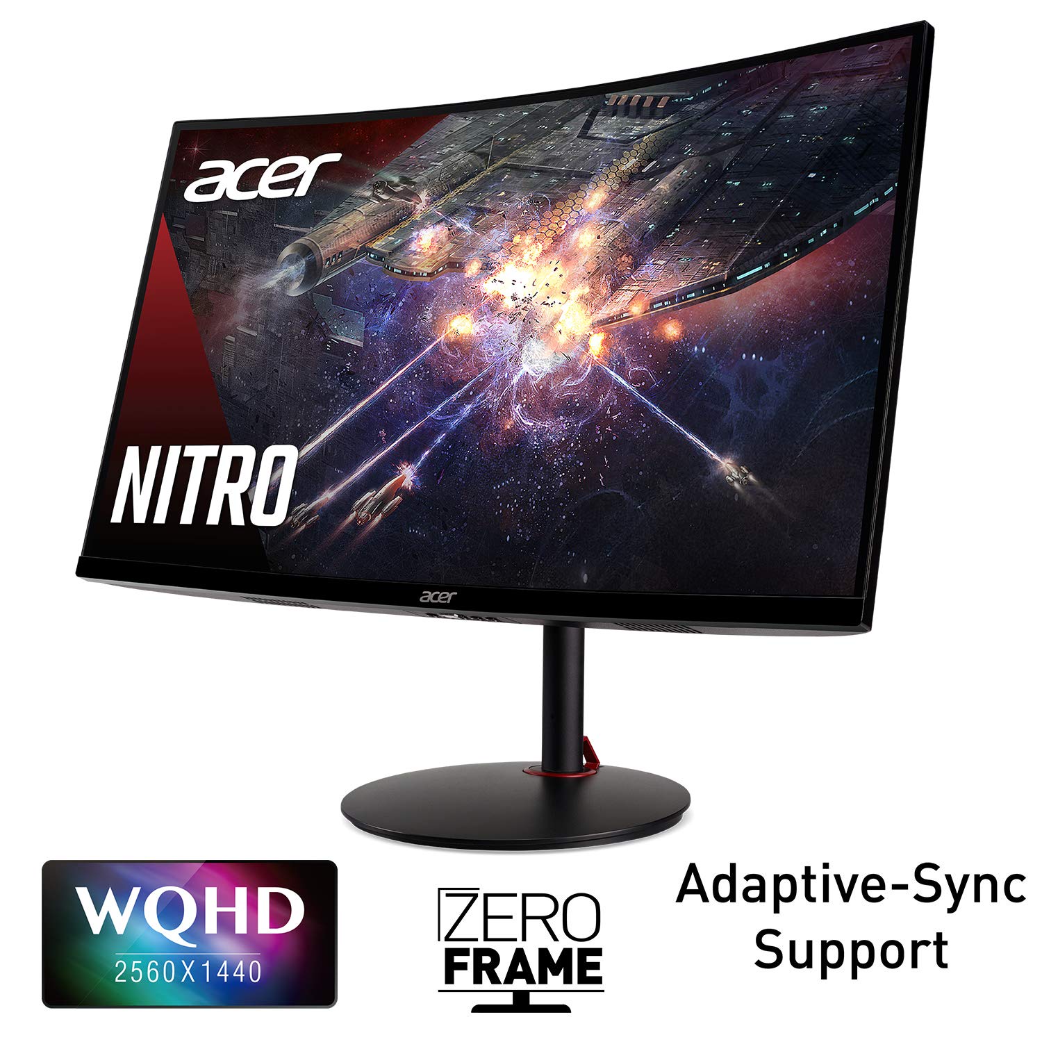 Acer Nitro XZ270U Pbmiiphx 27"" 1500R Curved WQHD (2560 x 1440) VA Zero-Frame Gaming Monitor with Adaptive-Sync Technology, 165Hz Refresh Rate, 1ms VRB, (Display Port & 2 x HDMI Ports), Black