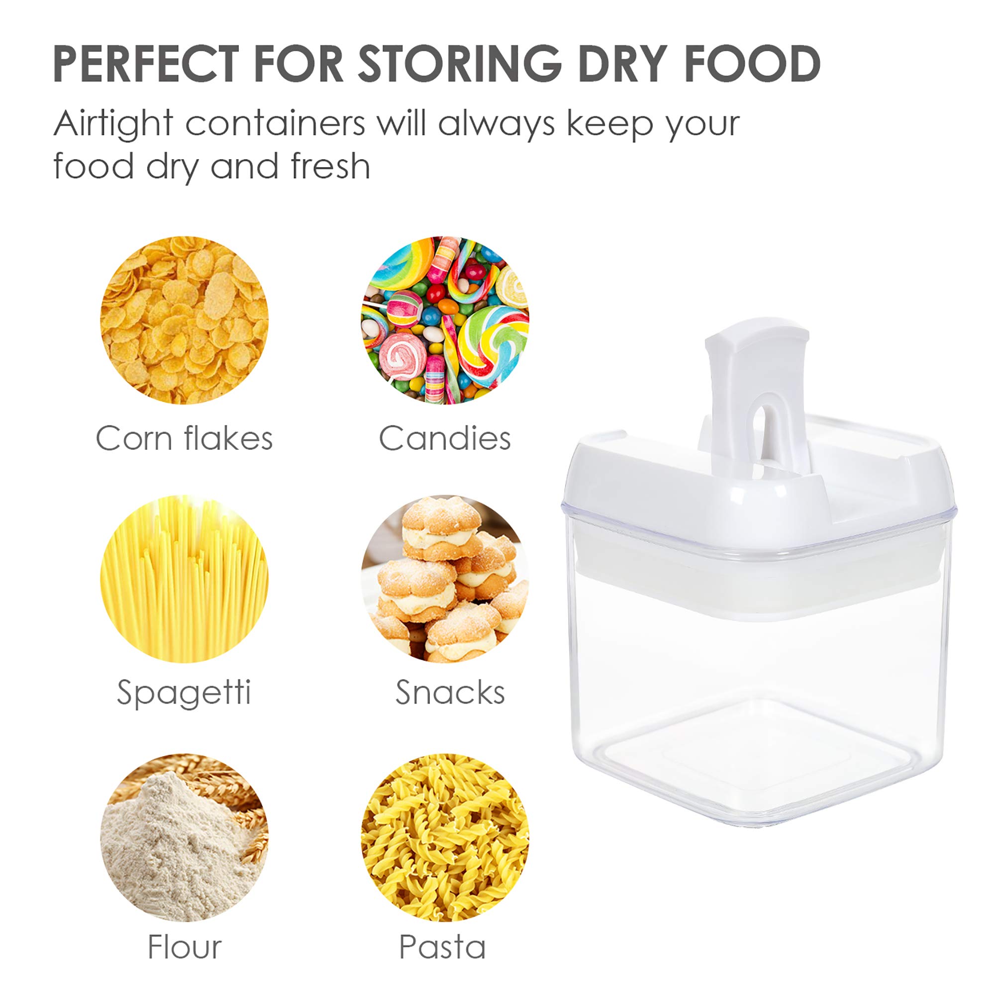 Airtight Food Storage Containers, Vtopmart 6 Pieces Medium BPA Free Plastic Containers with Easy Lock Lids, for Kitchen Pantry Organization and Storage, Include 24 Labels,1.5L-1.4 quart