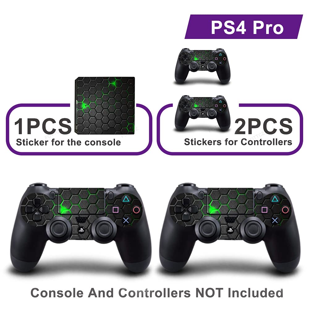 FOTTCZ Whole Body Vinyl Skin Sticker Decal Cover for PS4 Pro Console and 2PCS Controller Skins Carbon Shape