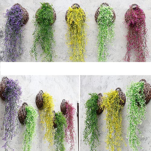FOMAISELF 2 Pcs Artificial Hanging Plants Indoors - Fake Hanging Plant Outdoors, Artificial Plants for Wedding Party Home Garden Wall Decoration(Green)