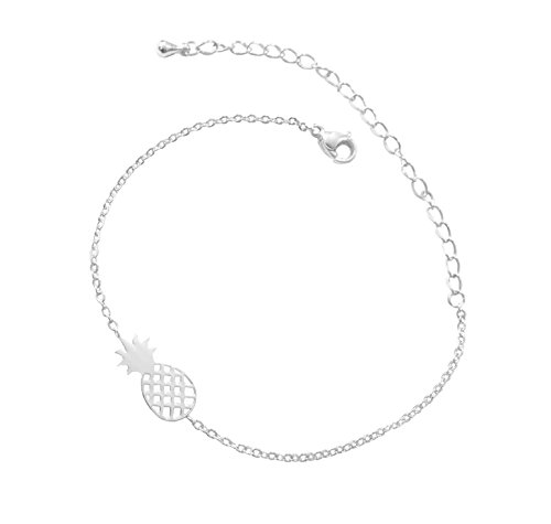 Altitude Boutique Pineapple Bracelet, Hawaii Bracelet, Fruit Bracelet Charms, Tropical Bracelet for Women (Silver)