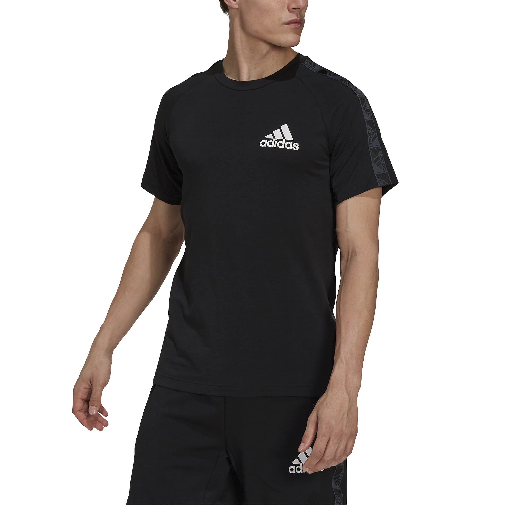 adidas Men's Designed 2 Move Sport Motion Logo T-Shirt, Black/White Large