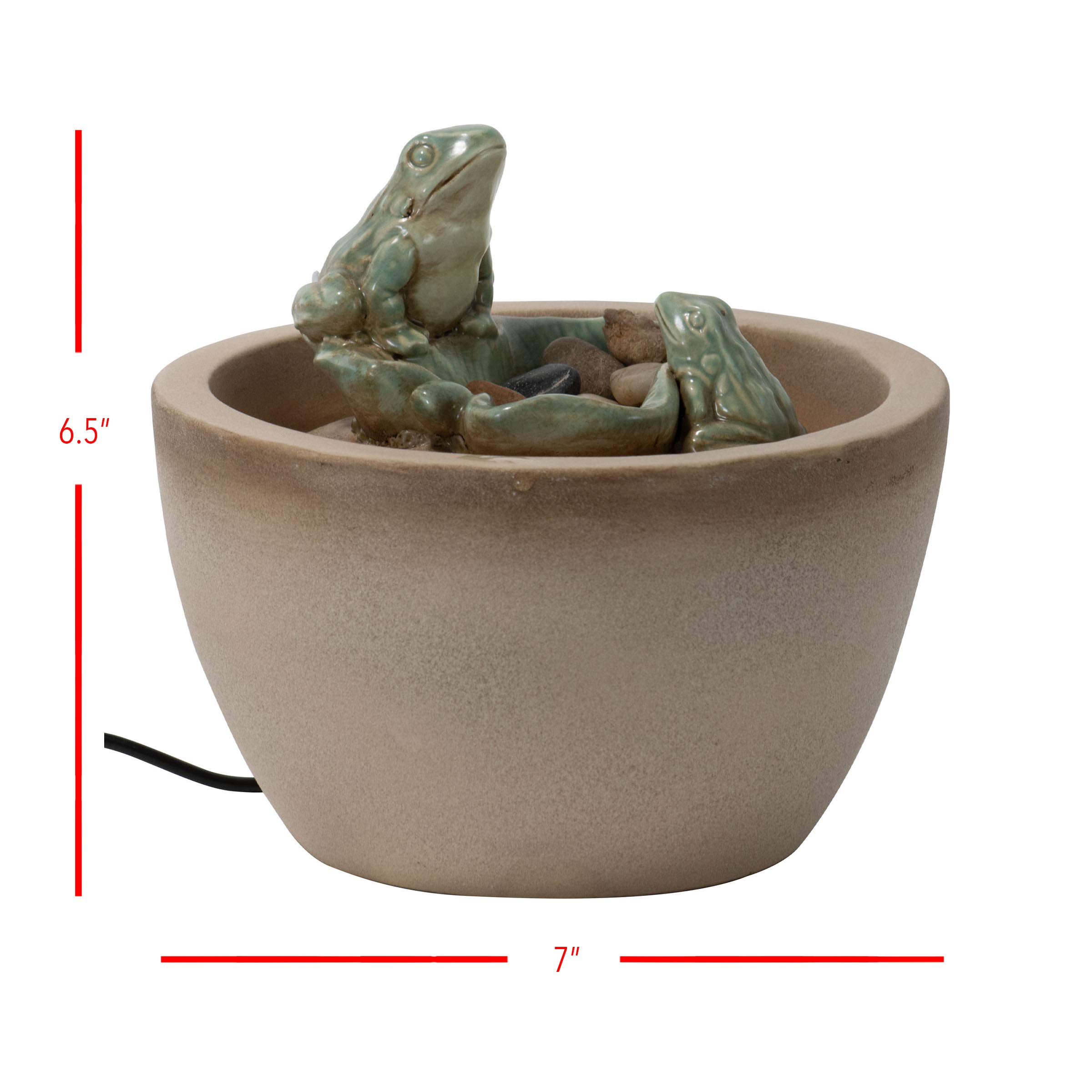 Foreside Home and Garden Multicolor Ceramic Frog Indoor Water Fountain with Pump