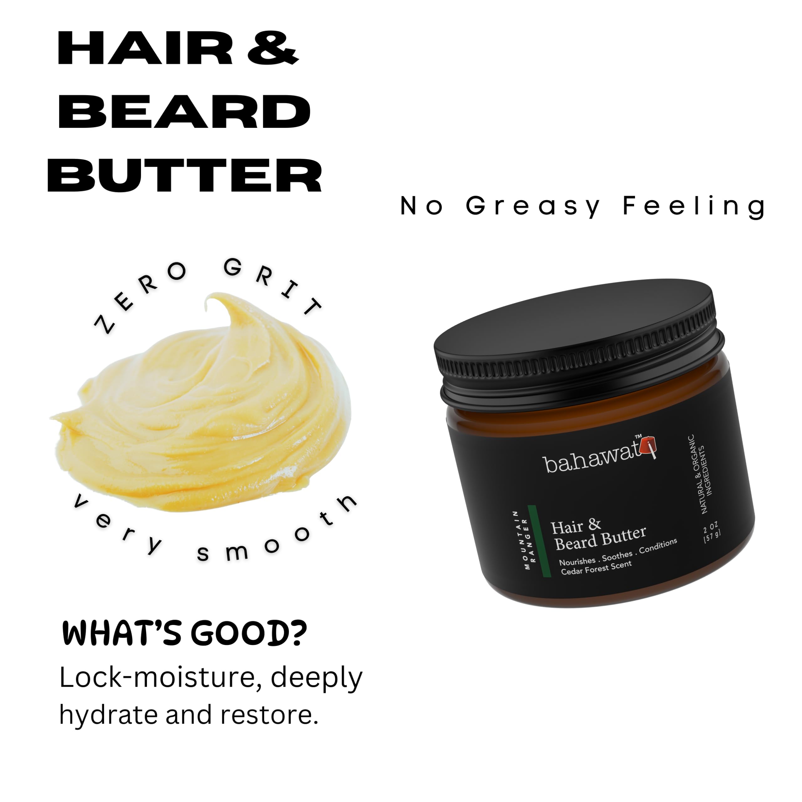 BAHAWAT Hair & Beard Butter -Cedar Forest - Strengthen & Soften Leave in Conditioner β Natural Ingredients | The Best Beard Butter- 2oz- packaging may vary