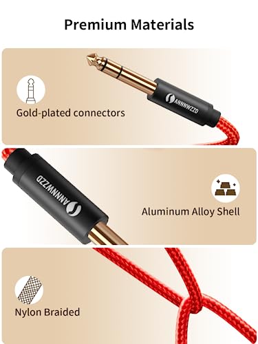 ANNNWZZD RCA to 1/4, TRS to RCA Cable Y Splitter Stereo Cable for Sound, Amplifier, Electric Guitar, Electronic Keyboard 6FT/2m