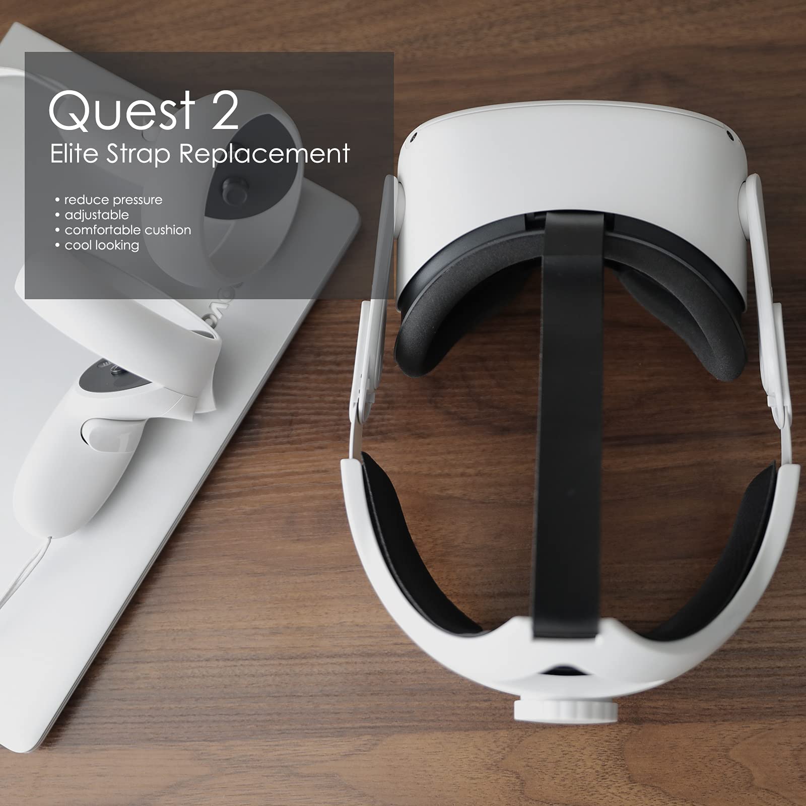 Alternative Headband for Oculus Quest 2 Replacement for Elite Strap Comfortable VR Head Strap with Head Cushion Improvement from The Stock Strap Reduce Pressure