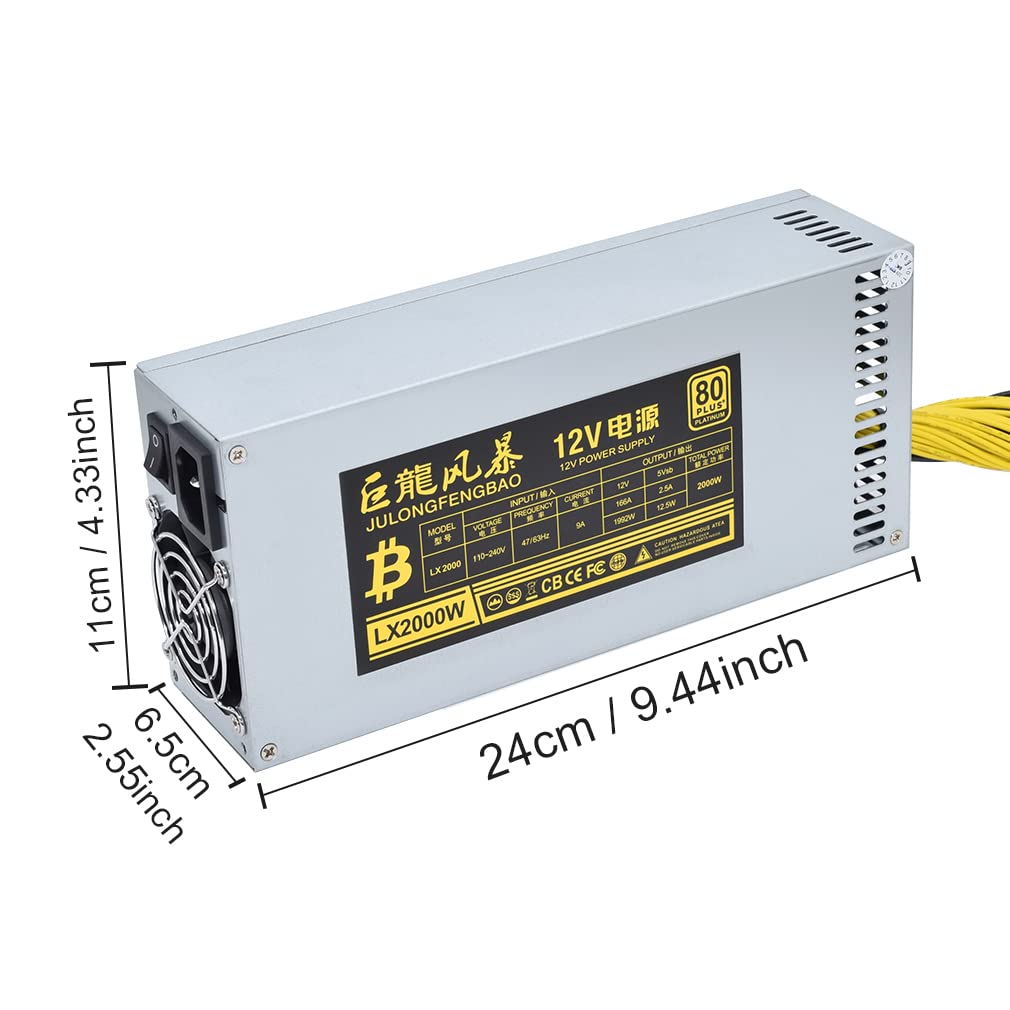 Antminer Bitmain Power Supply 2000W 2U 110V for S9 or L3+ or Z9 Mini or D3 w/ 10 Connectors ETH BTC LTC Mining PSU