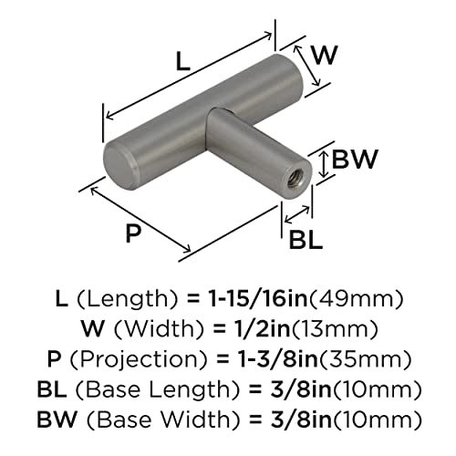 Amerock | Cabinet Knob | Sterling Nickel | 1-15/16 inch (49 mm) Length | Bar Pulls | 10 Pack | Drawer Knob | Cabinet Hardware