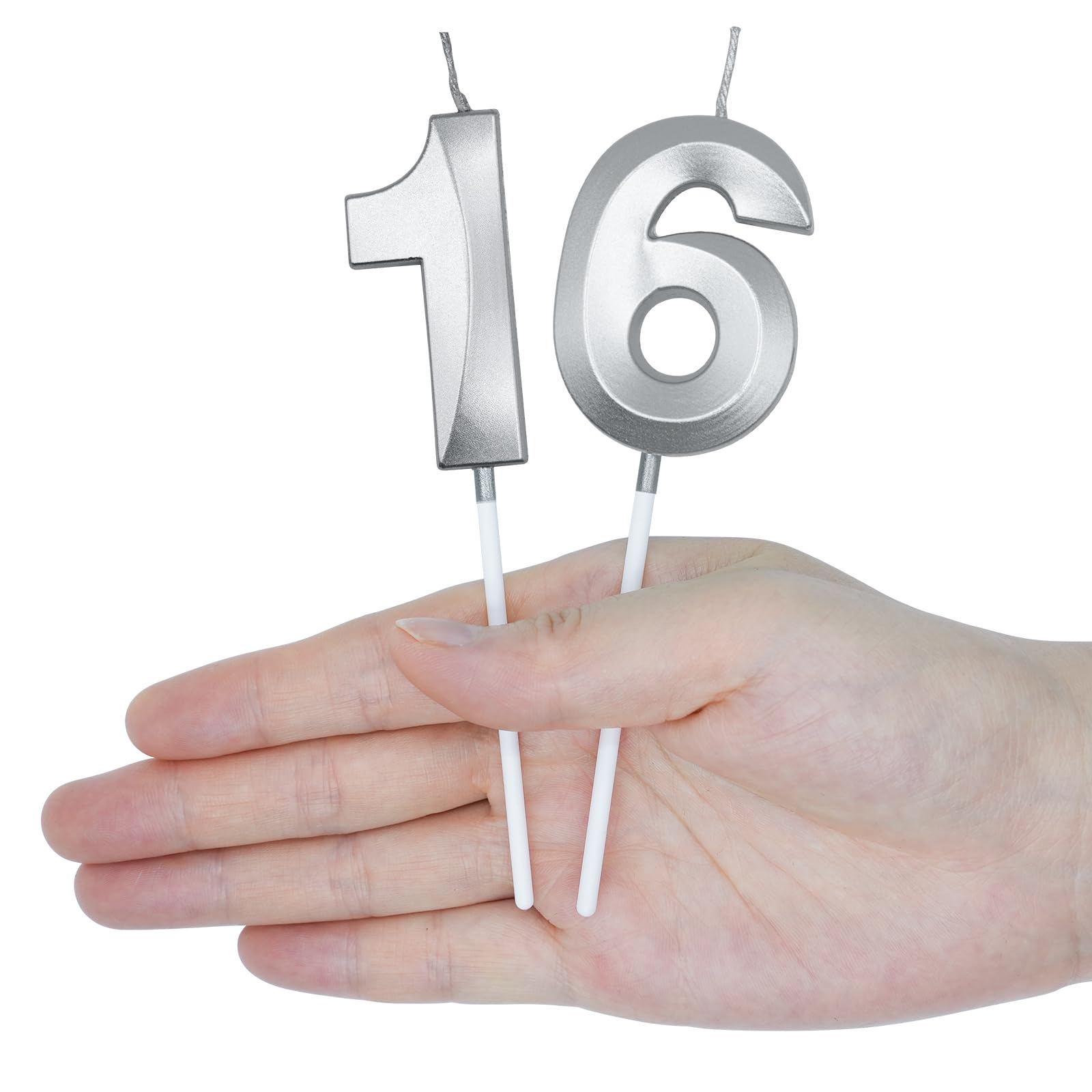 Silver 60th Birthday Candles for Cakes, Number 60 Candle Cake Cupcake Topper for Birthday Anniversary Party Decoration
