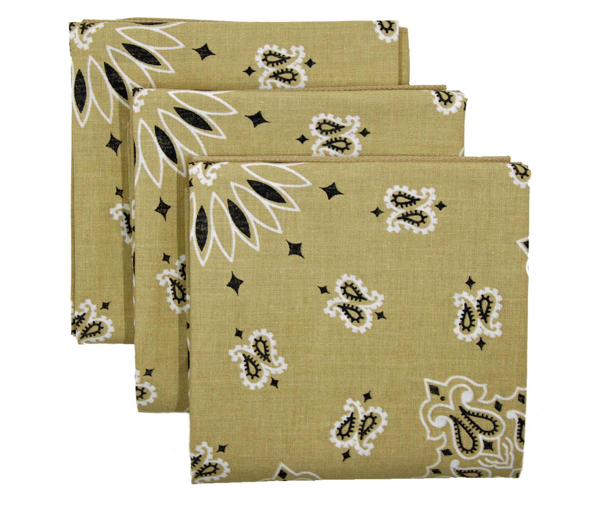 American Heritage Cotton Bandanas - Made in USA - Sold by Vets - Pack of 3 (English Prim)