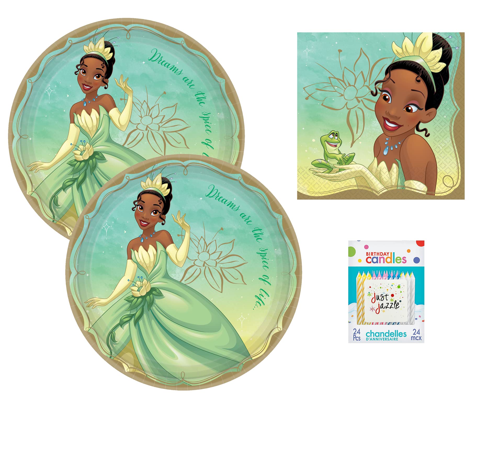 Amscan Disney Princess Tiana Birthday Party Tableware Kit Napkins, Plates Bundle, 16 Guests by Just Jazzle