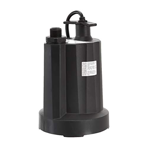 AmazonCommercial 1/4 HP Thermoplastic Submersible Utility Pump, 7.4"L x 6.6"W x 9"H, Black