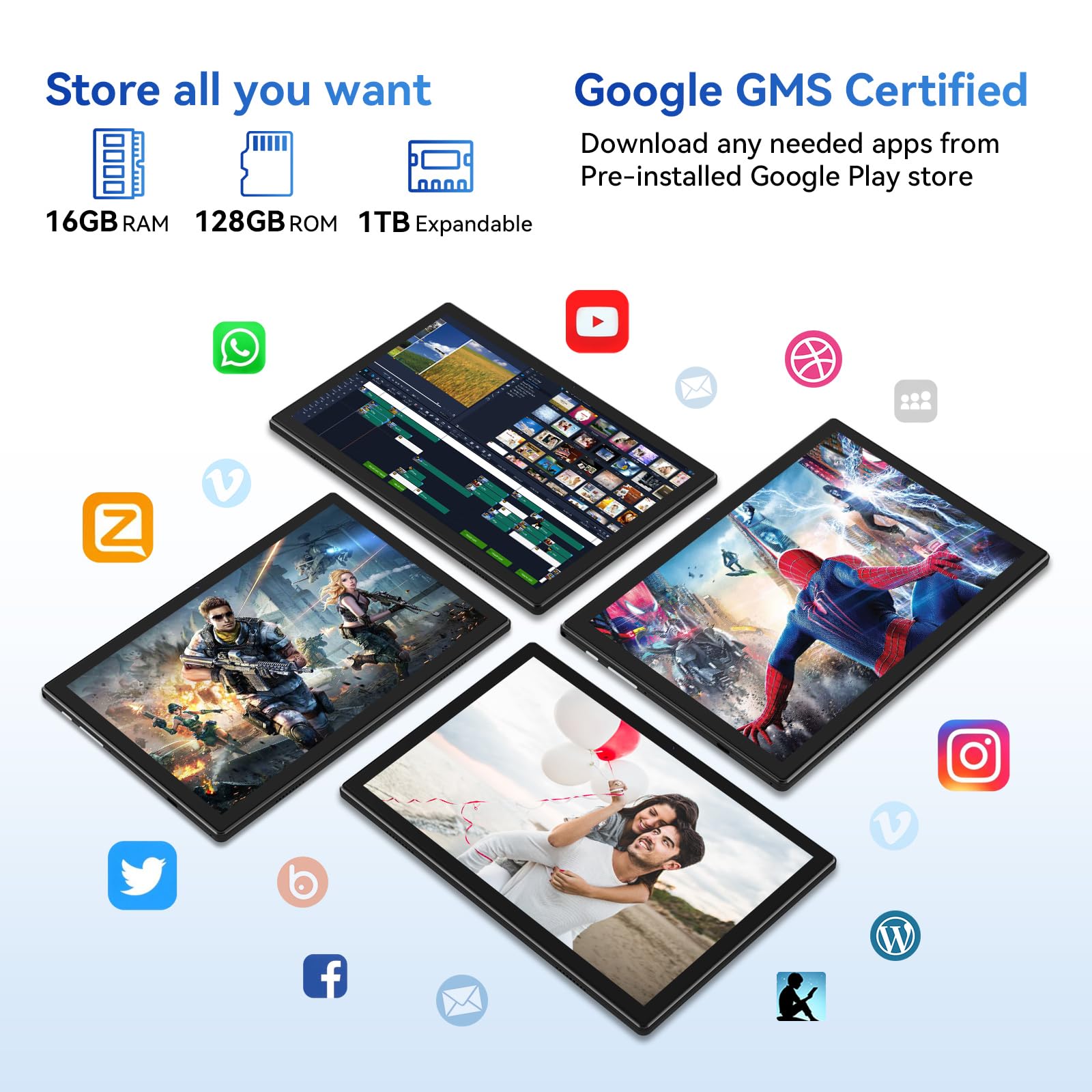 ANTEMPER Tablet 10 Inch Android 11, 4G LTE Tablets Phone with Dual SIM,4GB RAM 64GB ROM 128GB TF,Octa Core 1080P FHD,6000mAh 13MP Camera,WiFi,GPS,BT 5.0