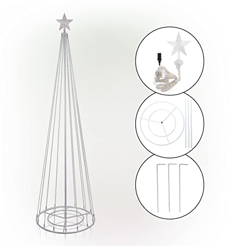 Alpine Corporation Large Tower Christmas Tree with Multi-Functional LED Lights