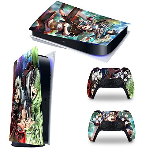 Anime Magic Black - PS5 Digital Edition Skin Console and 2 Controller, Vinyl Decal Sticker Full Cover Protective