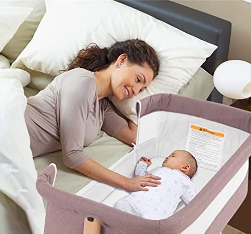 Baby Crib,3 in 1 Baby Bassinet Bedside Crib Bedside Sleeper Adjustable Portable Bed for Infant,Baby Newborn Must Have Bed,Beige