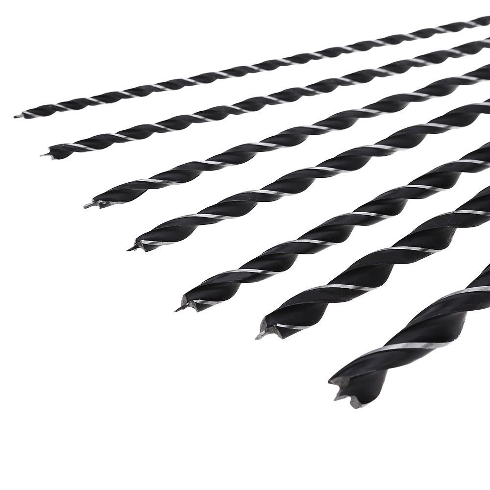 NUZAMAS 300mm Extra Long Twist Drill Bits, Set of 7 Hardened High Carbon Steel Tools 4-10mm for Wood Hole Cutter Drilling